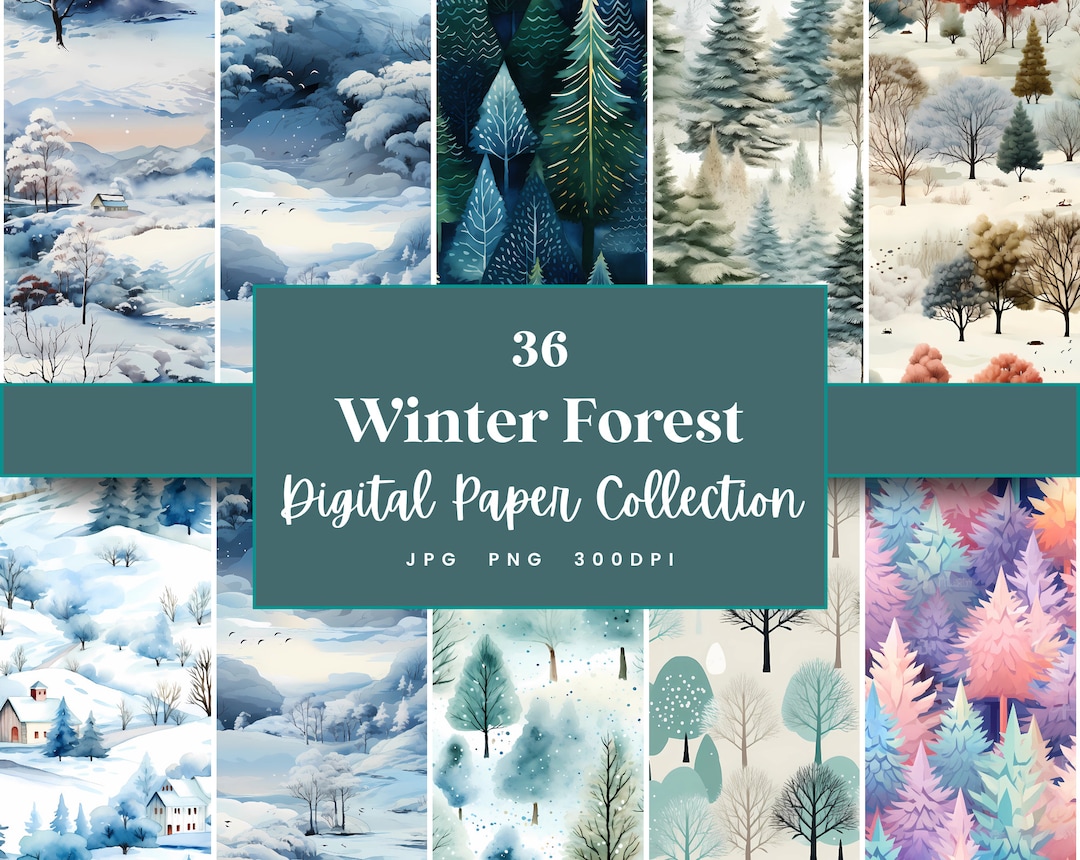 36 Winter Forest Digital Paper, Perfect for Textures Backgrounds ...