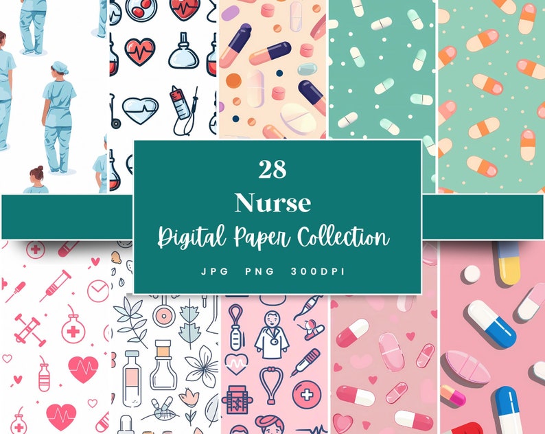 28 Nurse Seamless Digital Paper, Perfect for Textures Backgrounds ...