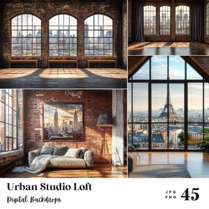 45 Urban Studio Loft Digital Backdrops, Perfect for Wedding, Birthday ...