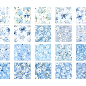 50 Blue Flower Digital Paper, Perfect for Textures Backgrounds ...