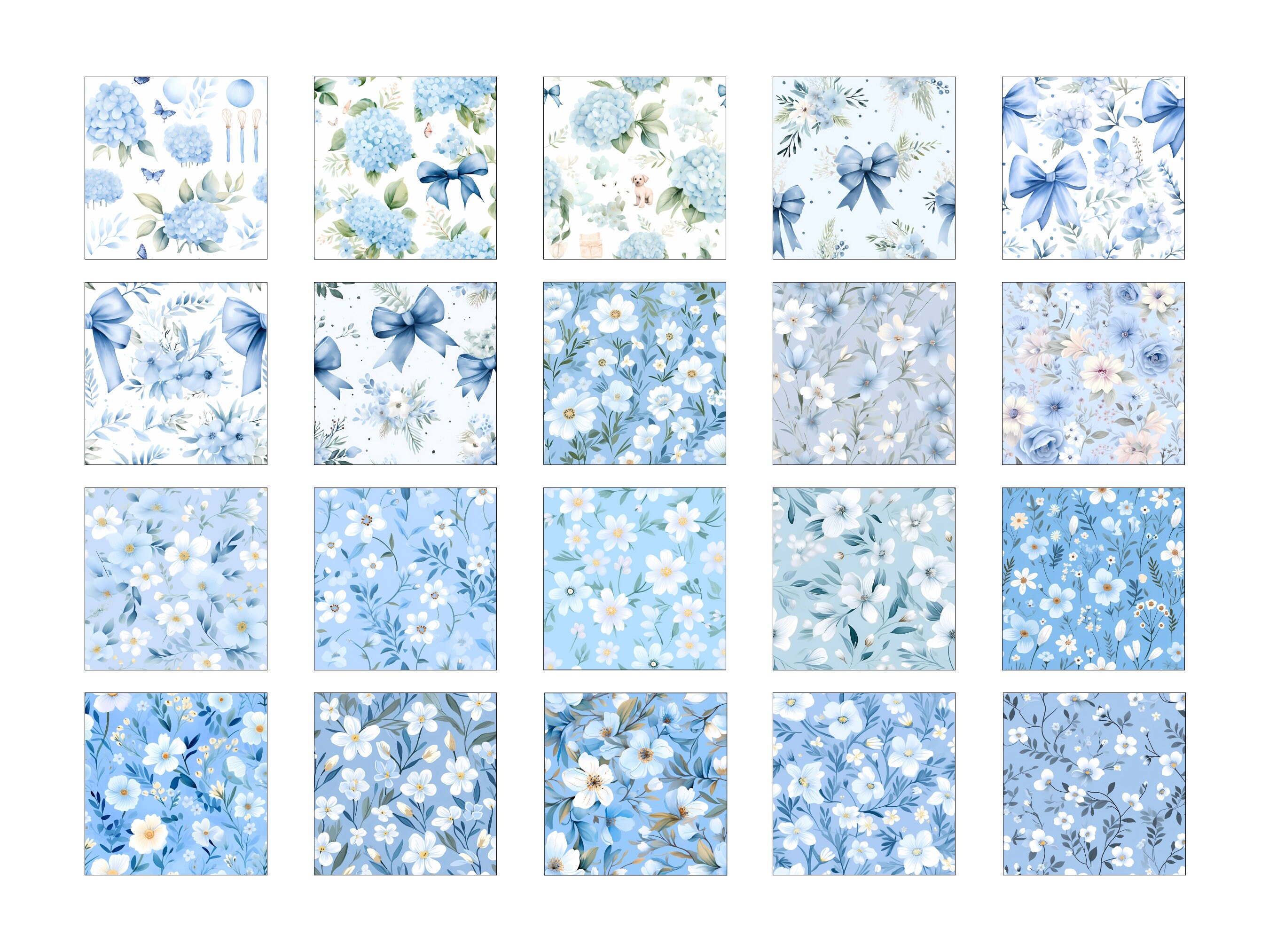 50 Blue Flower Digital Paper, Perfect for Textures Backgrounds ...