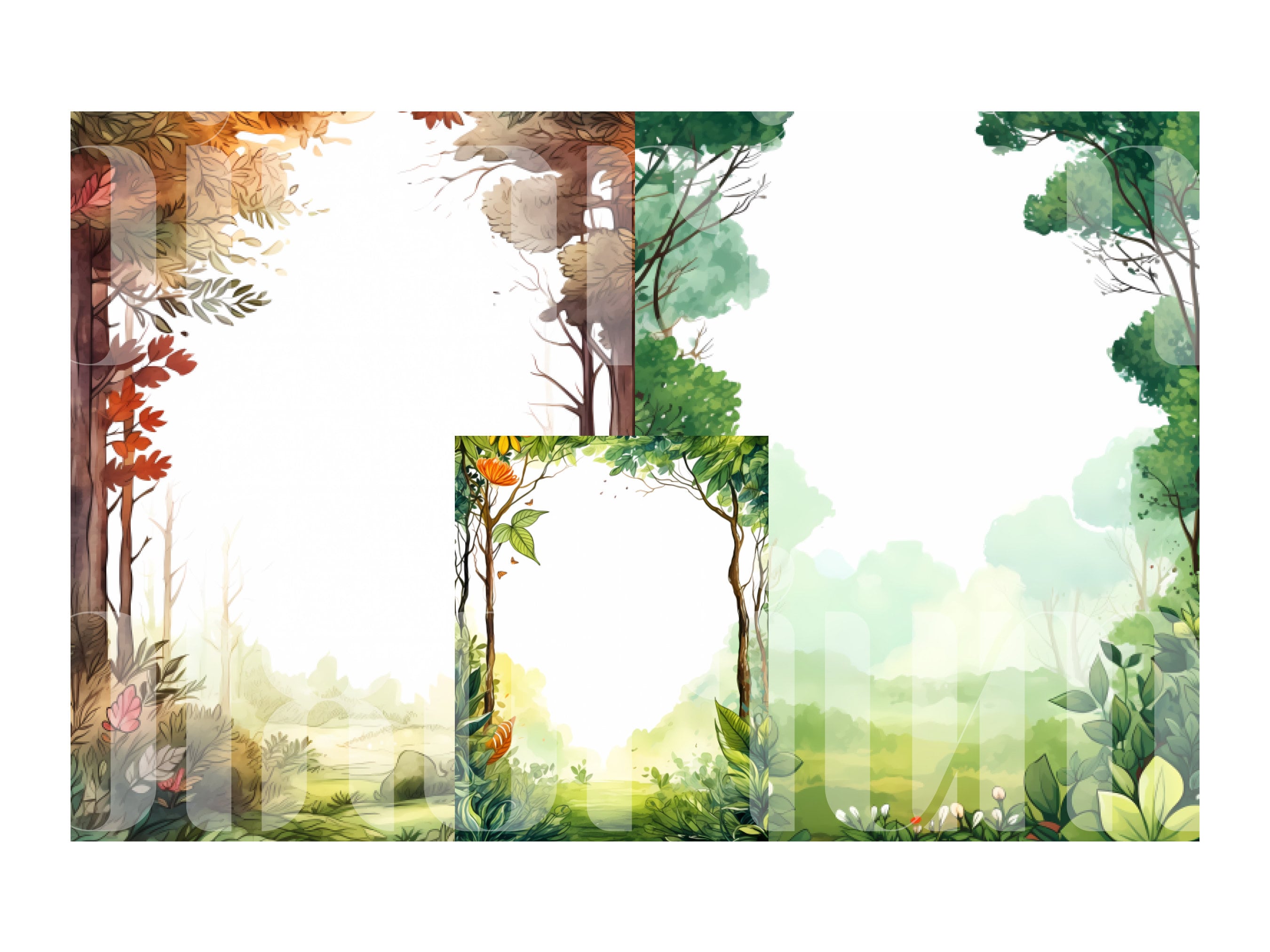 48 Forest Junk Journal Pages, Printable Collage Sheet, Digital ...