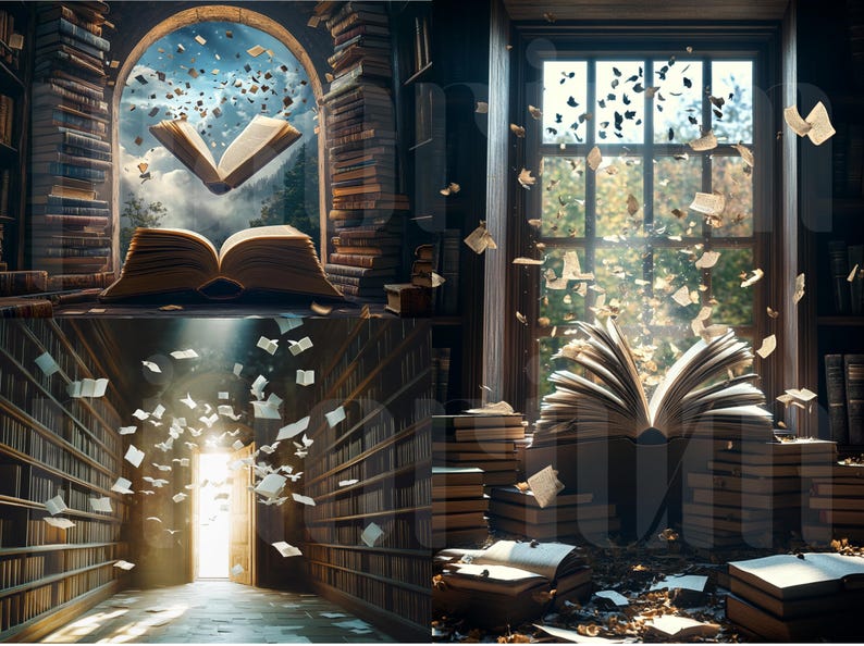 39 Flying Books Digital Backdrops, Perfect for Magic Event, Birthday ...