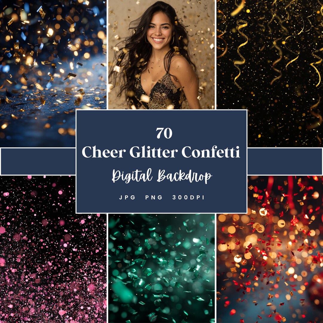 70 Cheer Glitter Confetti Backdrops, Perfect for Wedding, Birthday ...