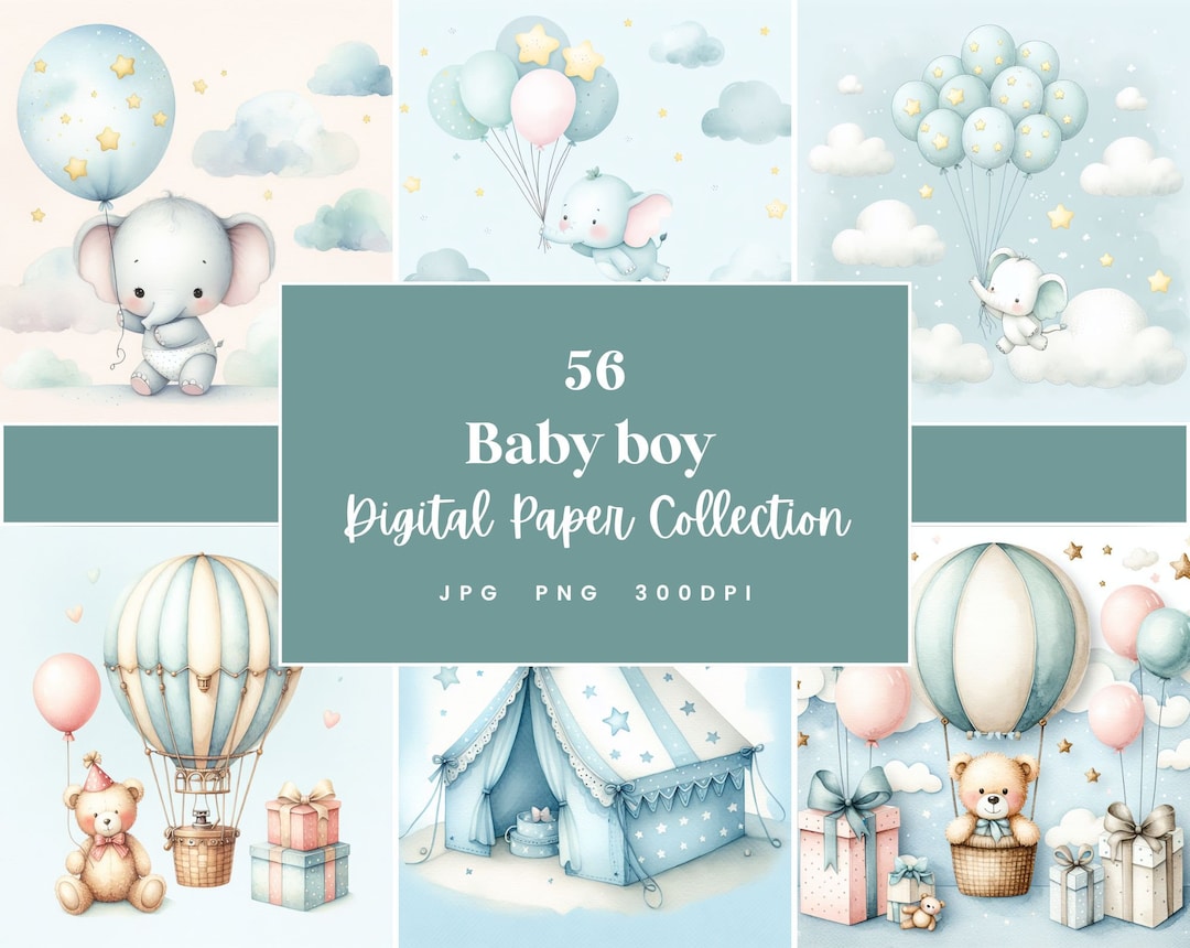 56 Baby Boy Background Digital Paper, Perfect for Textures Backgrounds ...