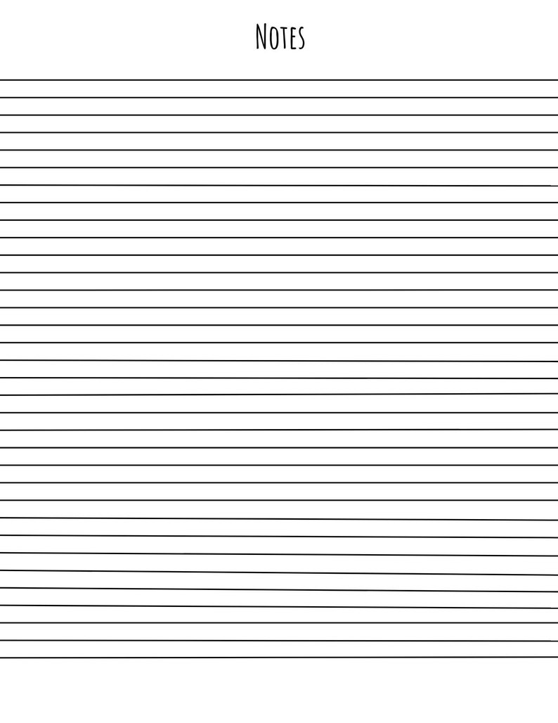Lined Paper Notes Homework Printable Digital Download - Etsy