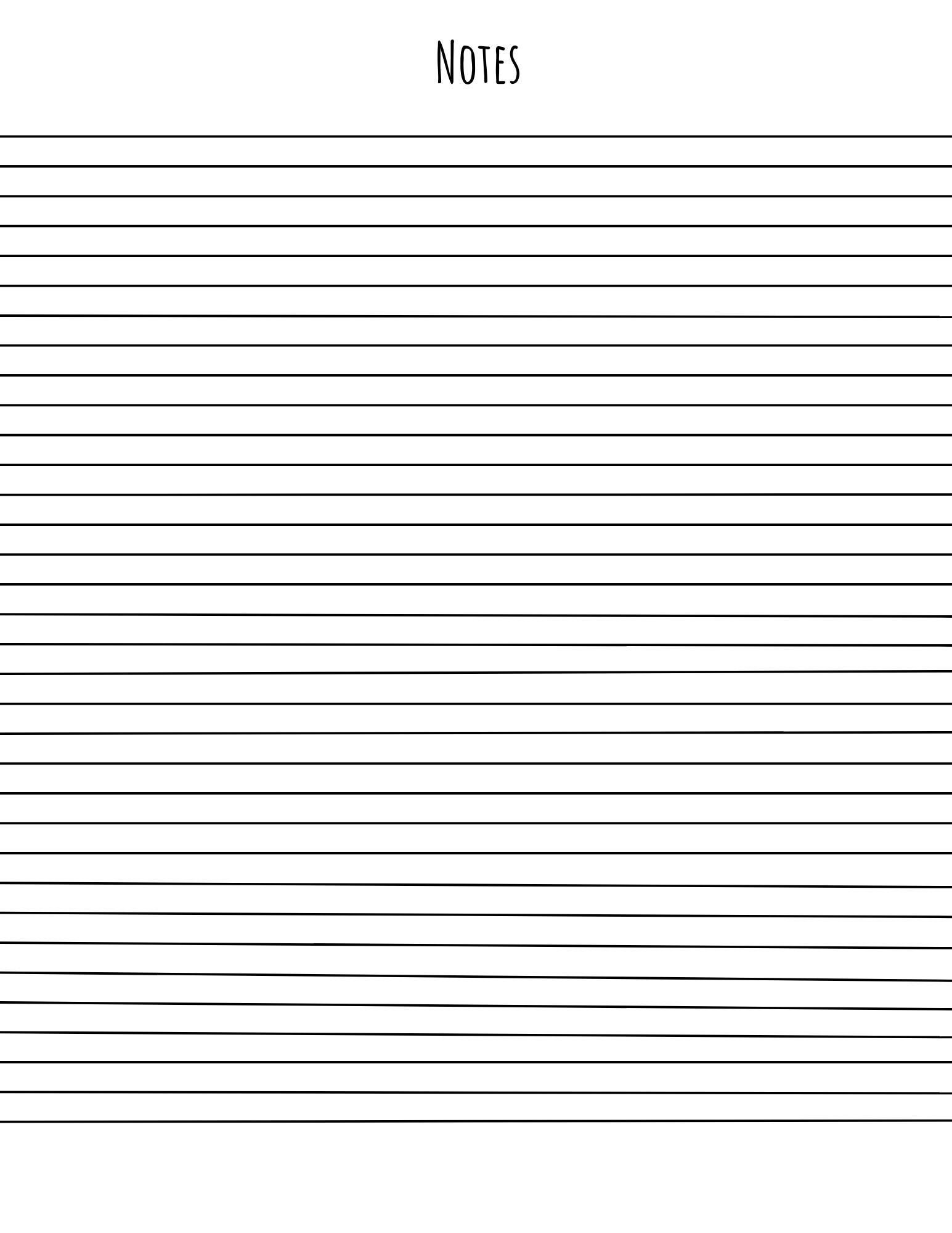 Lined Paper Notes Homework Printable Digital Download - Etsy