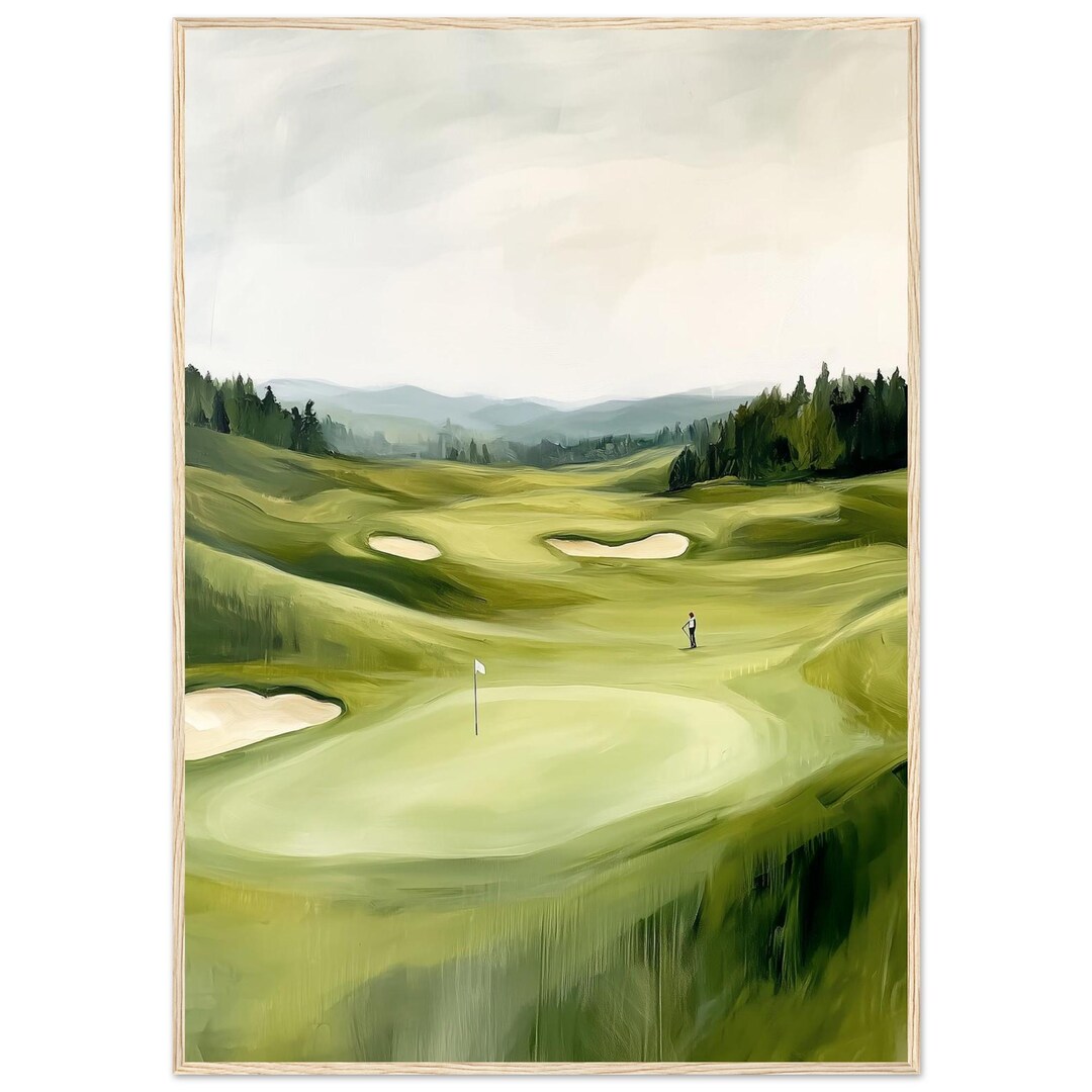 Framed Golf Course Landscape Wall Art Print, Pine Wood Frame - Etsy