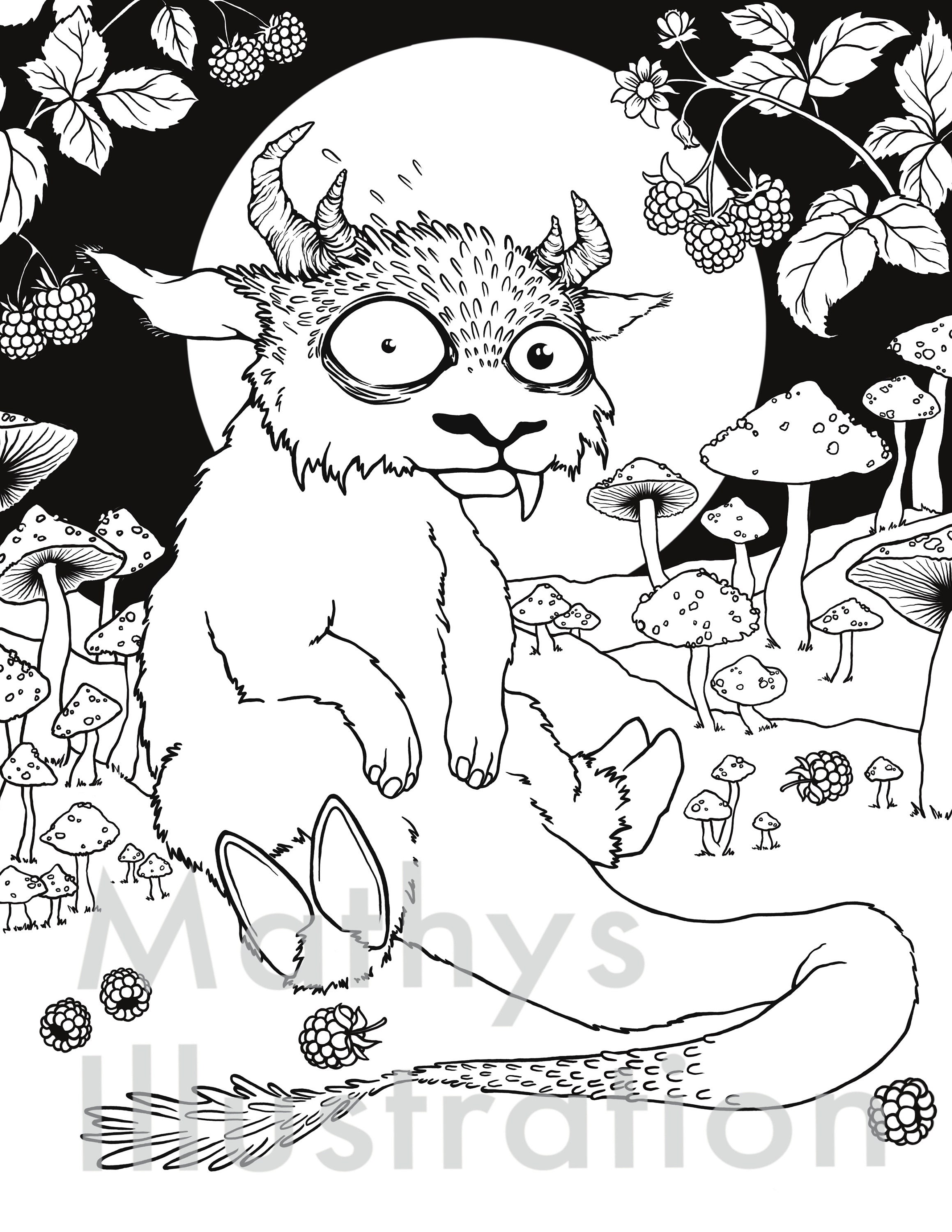 Creature Colouring Pages, Set of 3, Printable Hand Drawn Illustrations ...