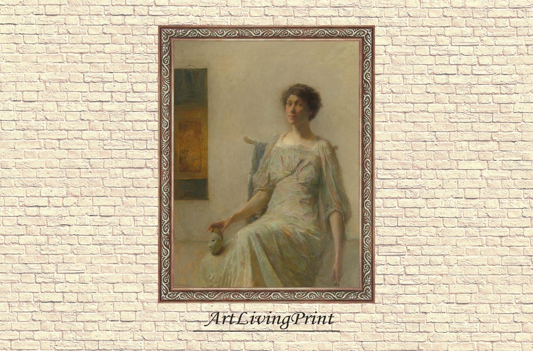 Lady With a Mask by Thomas Wilmer Dewing Digital Art Print, Vintage ...