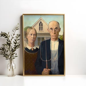 Grant Wood - American Gothic - Iconic Folk Art Painting - High-quality ...