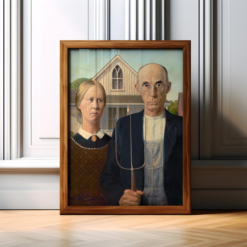 Grant Wood - American Gothic - Iconic Folk Art Painting - High-quality ...