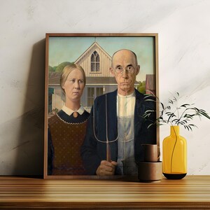 Grant Wood - American Gothic - Iconic Folk Art Painting - High-quality ...