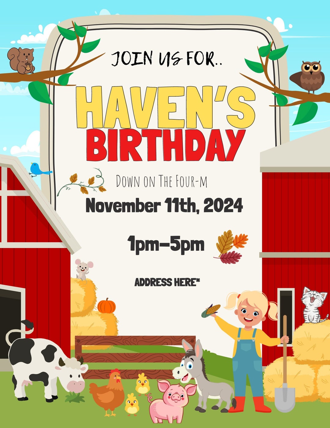 Farm Theme Birthday Invitation - Etsy