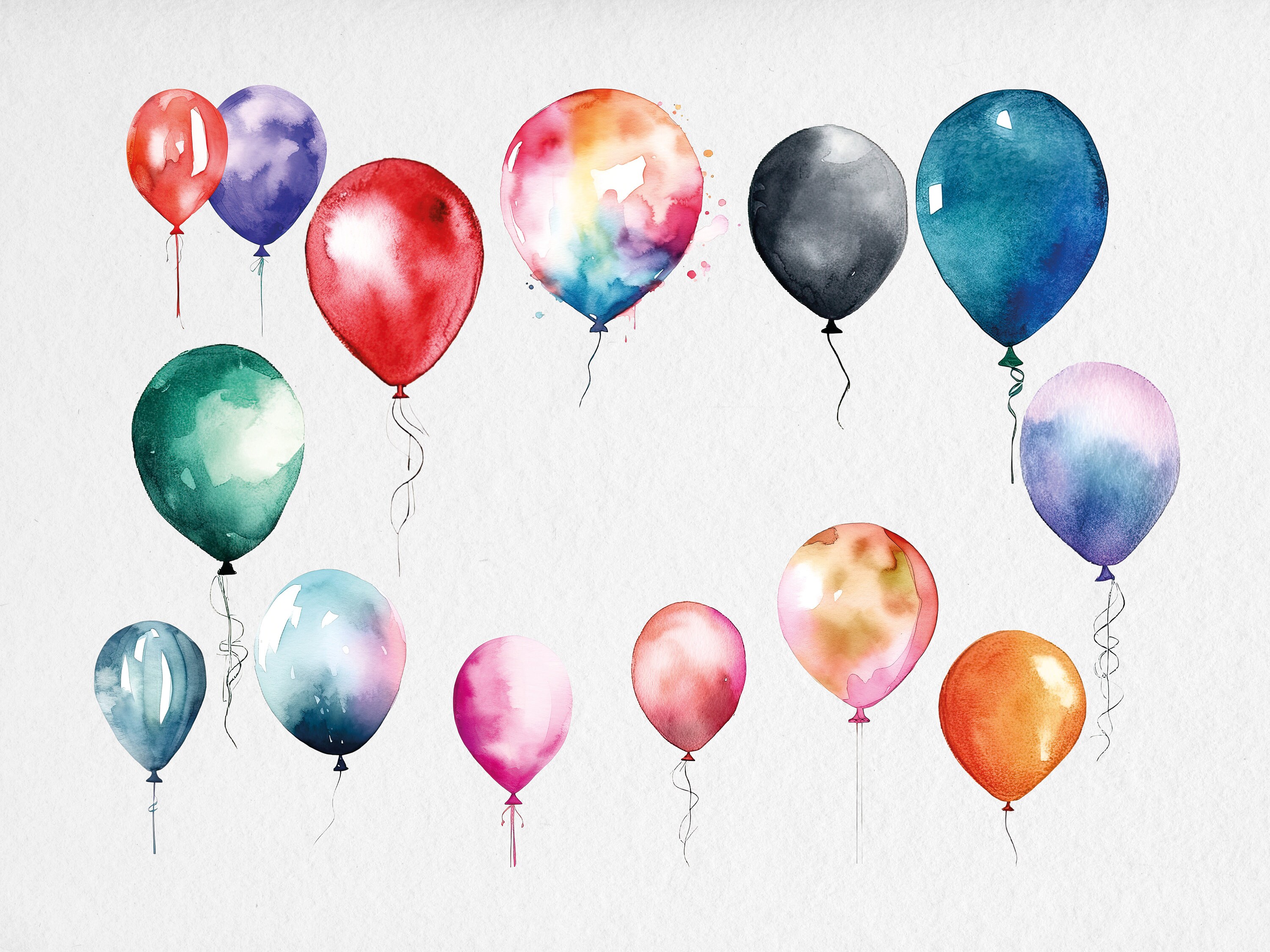 Party Balloon Clip Art Bundle, Digital Instant Download Party Balloon ...