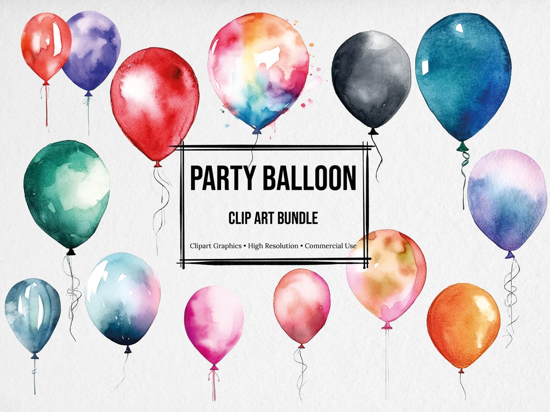 Party Balloon Clip Art Bundle, Digital Instant Download Party Balloon ...