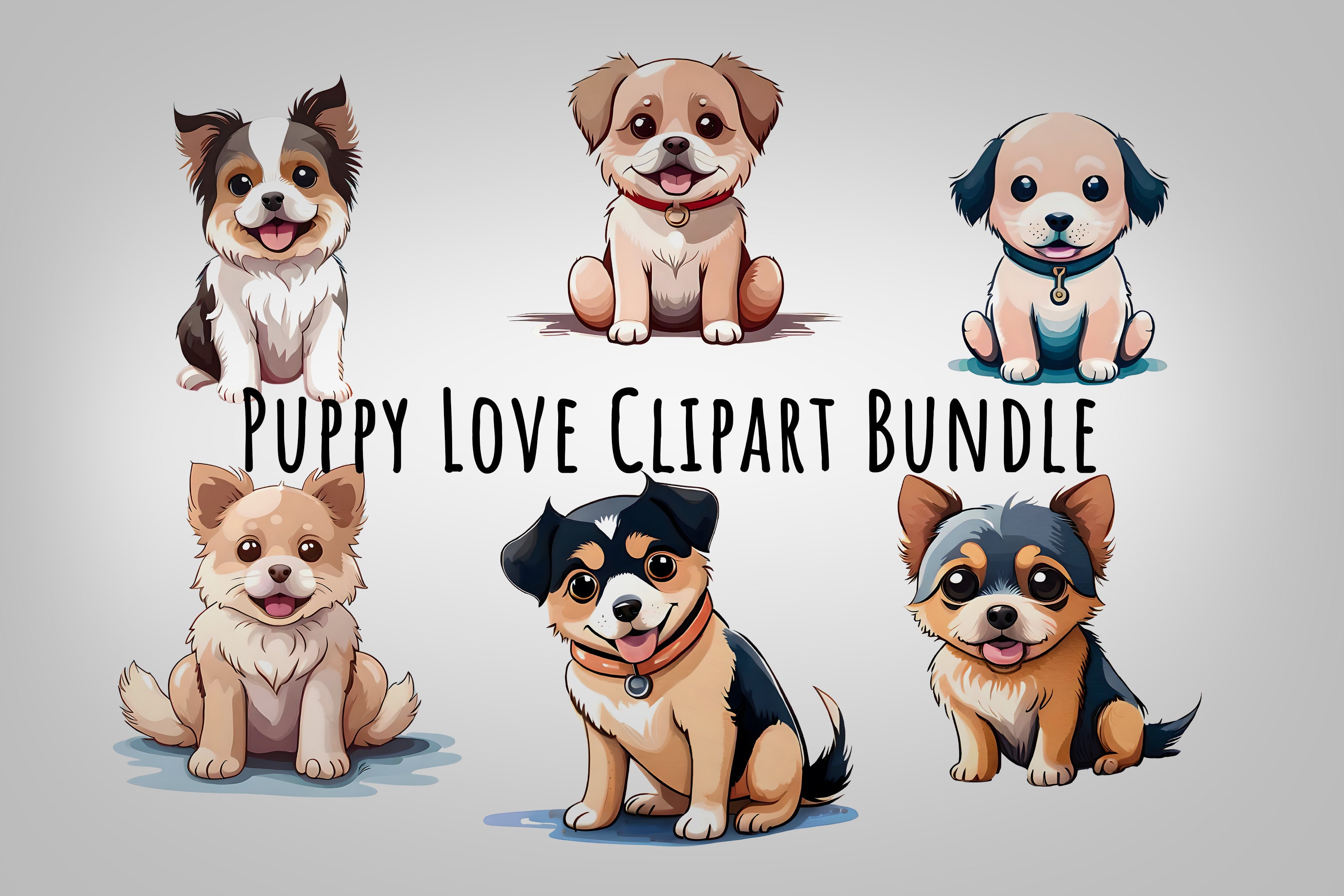 Puppy Love Clipart Bundle. PNG Format, Instant Download, Commercial Use ...