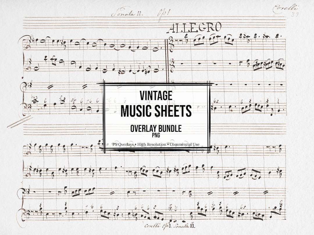 Vintage Handwritten Music Overlays Vintage Digital Paper Photoshop ...