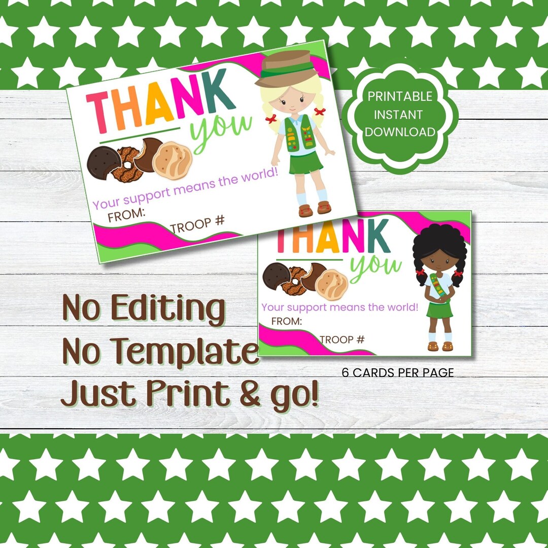 Girl Scout Thank You Cards Printable Girl Scout Cookie Receipts Cookie