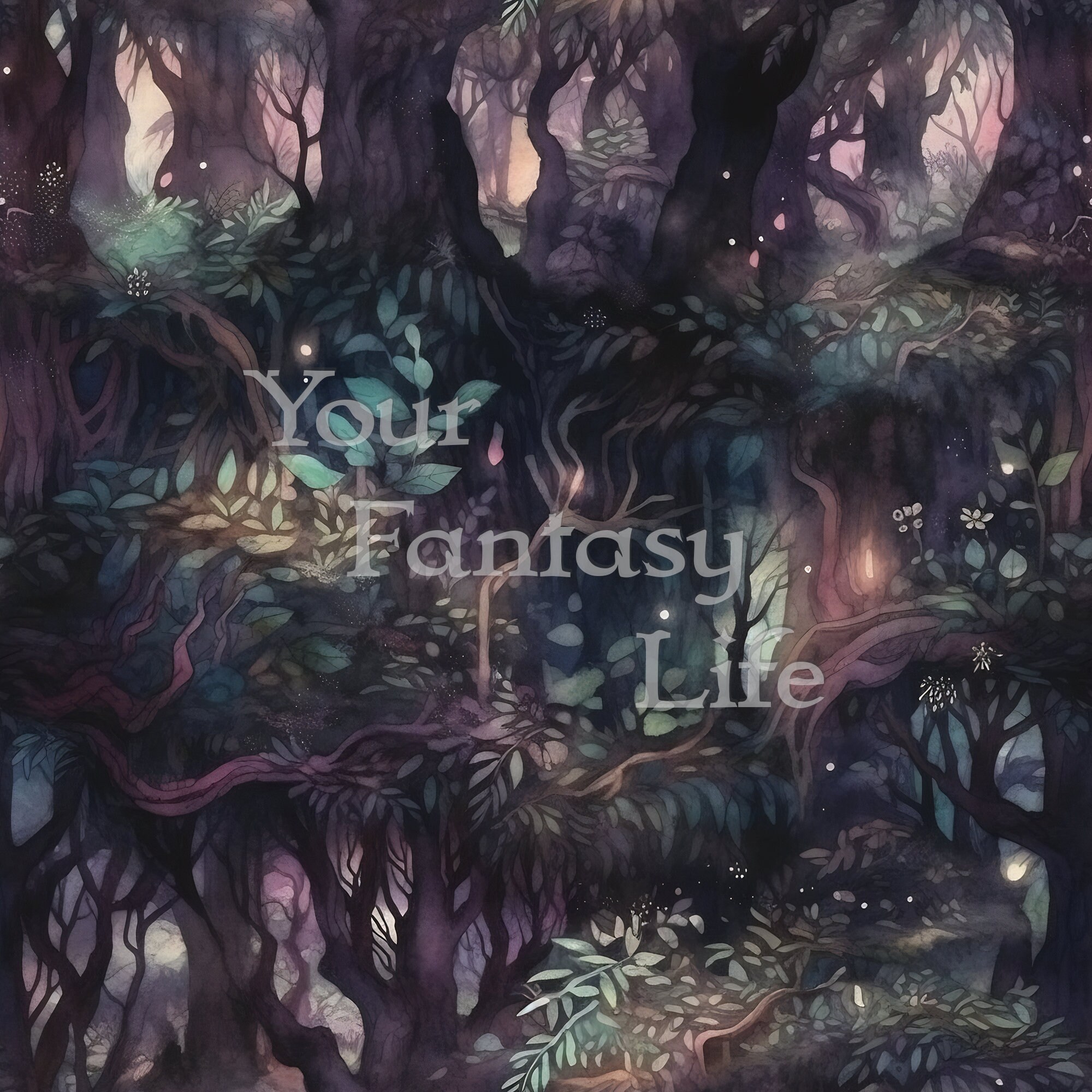 4K Watercolor Fantasy Forest Printable Digital Paper - Etsy