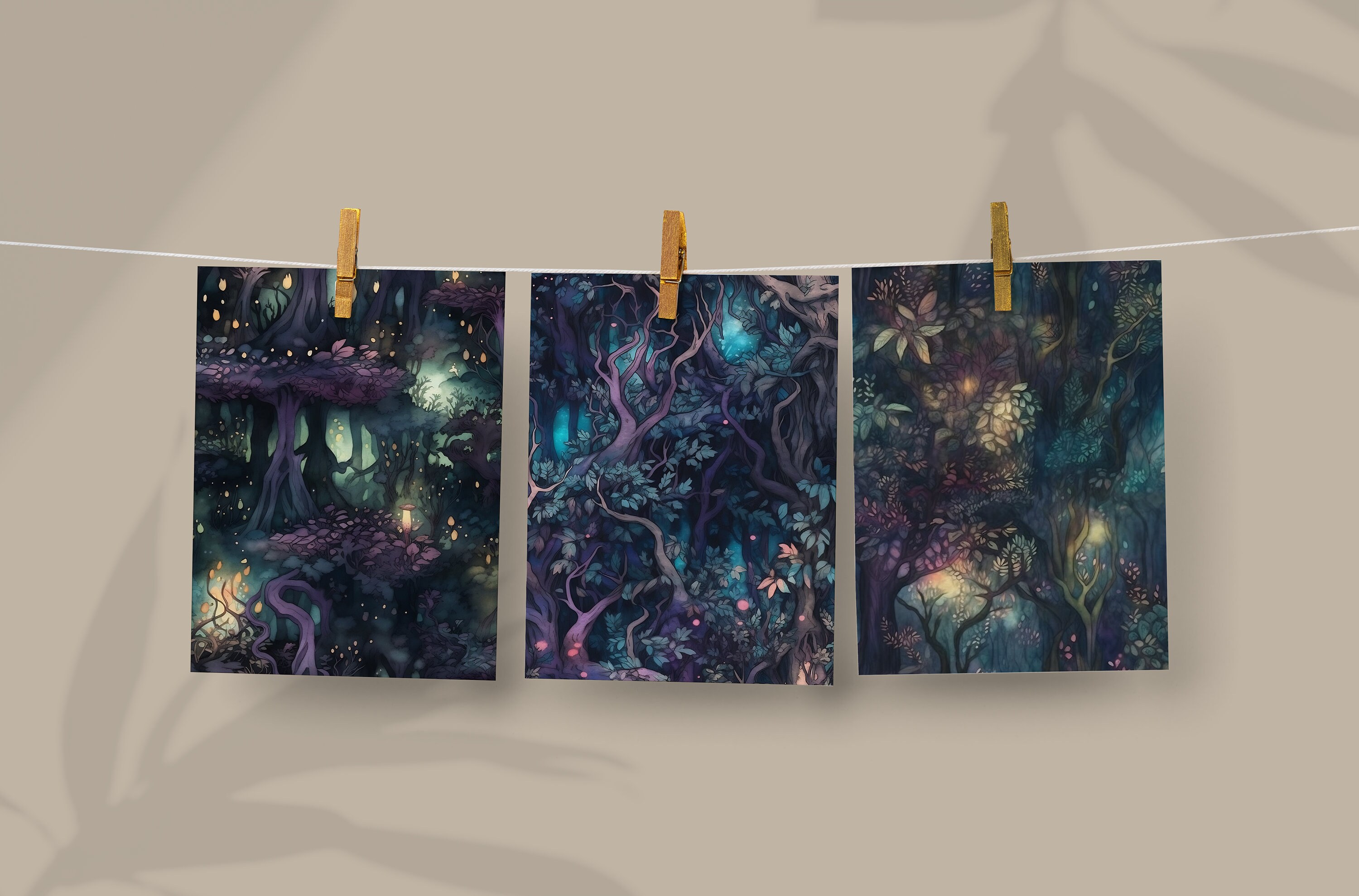 4K Watercolor Fantasy Forest Printable Digital Paper - Etsy