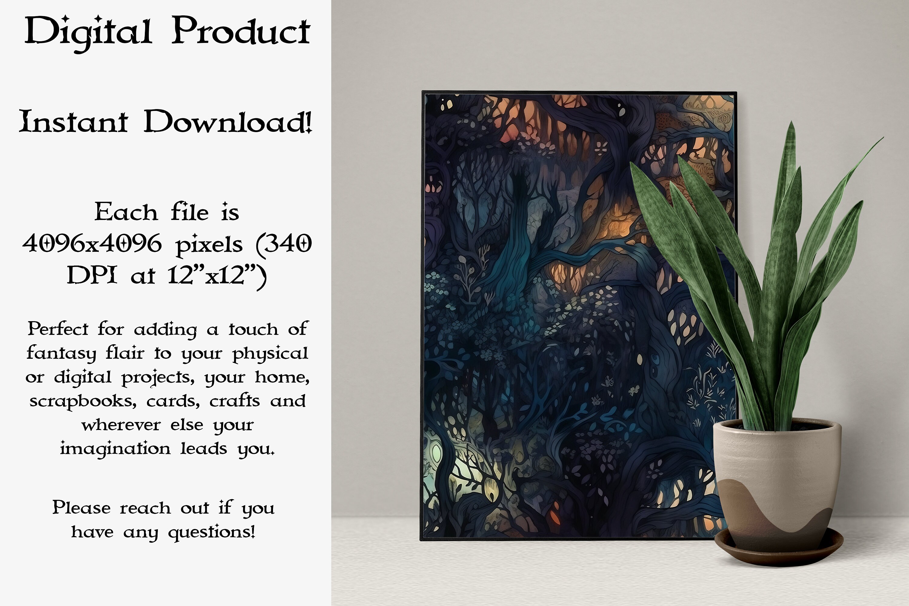 4K Watercolor Fantasy Forest Printable Digital Paper - Etsy