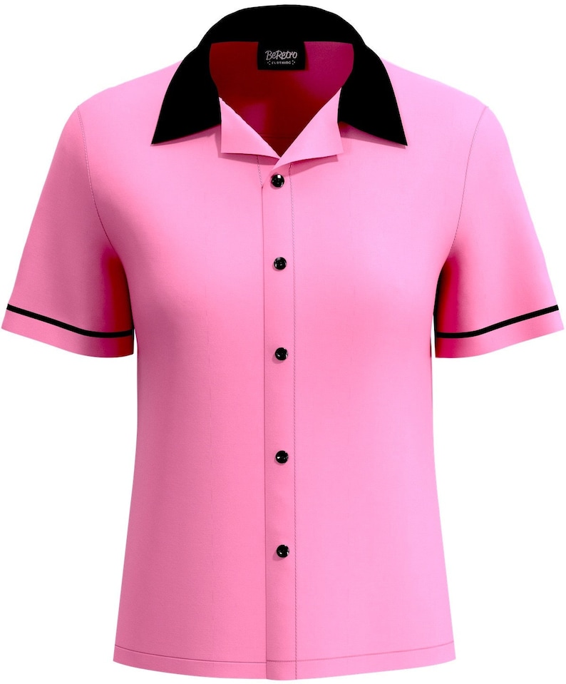 USA Made -custom Women's Bowling Shirt With Personalized Initial - Pink ...