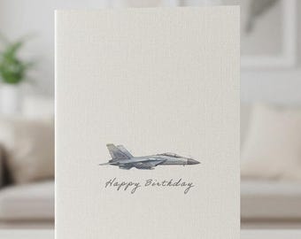 Fighter Jet Card, Custom Number Card, Jet Birthday Card, Handmade ...