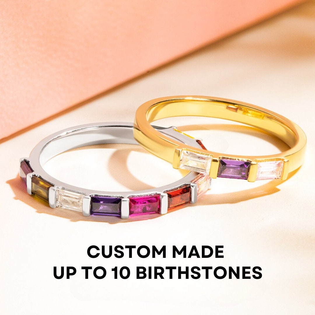 Multi Birthstone Ring, Birthstone Ring Gift for Mom, Family Birthstone ...