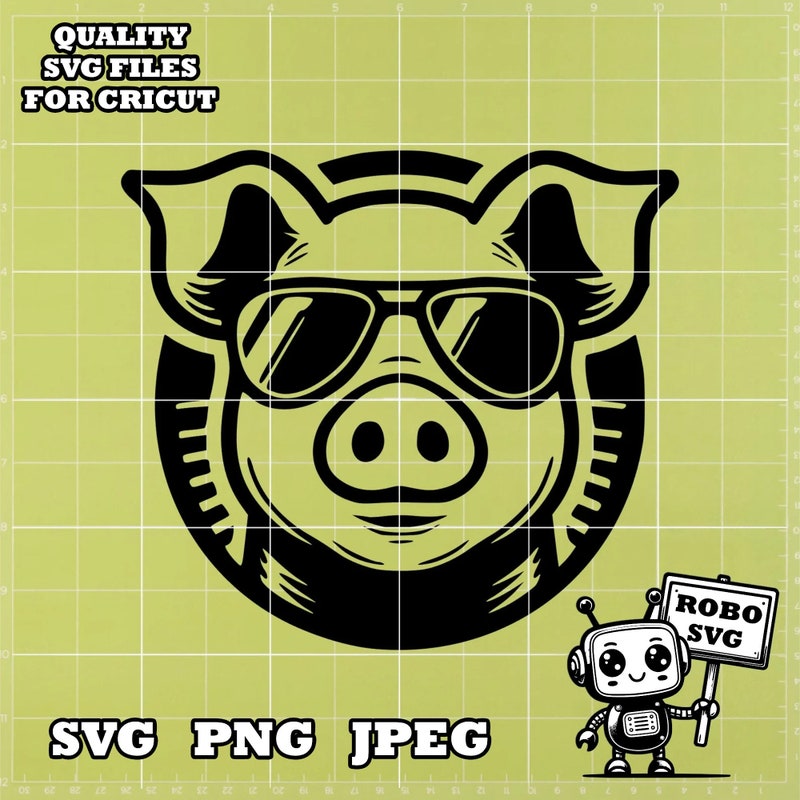 Pig With Glasses Svg - Etsy