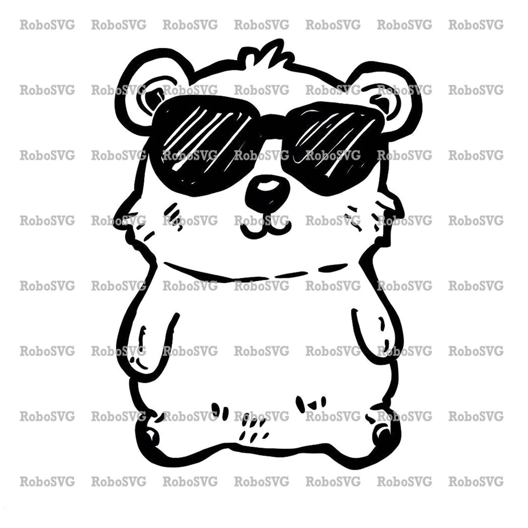 Chubby Bear SVG, SVG File, Bear Wearing Sunglasses, Cut File, Digital ...