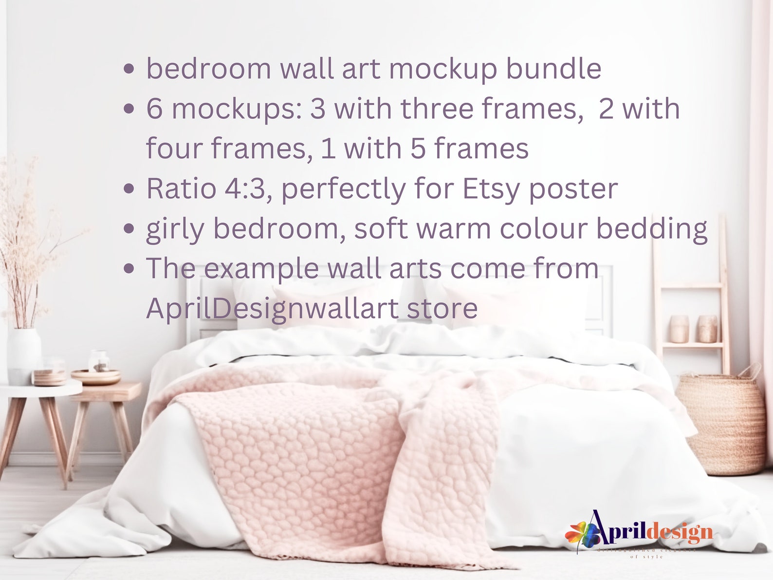 6 Bedroom Wall Art Mockups/three Frames Mockup Bundle/4 Frames Bedroom ...