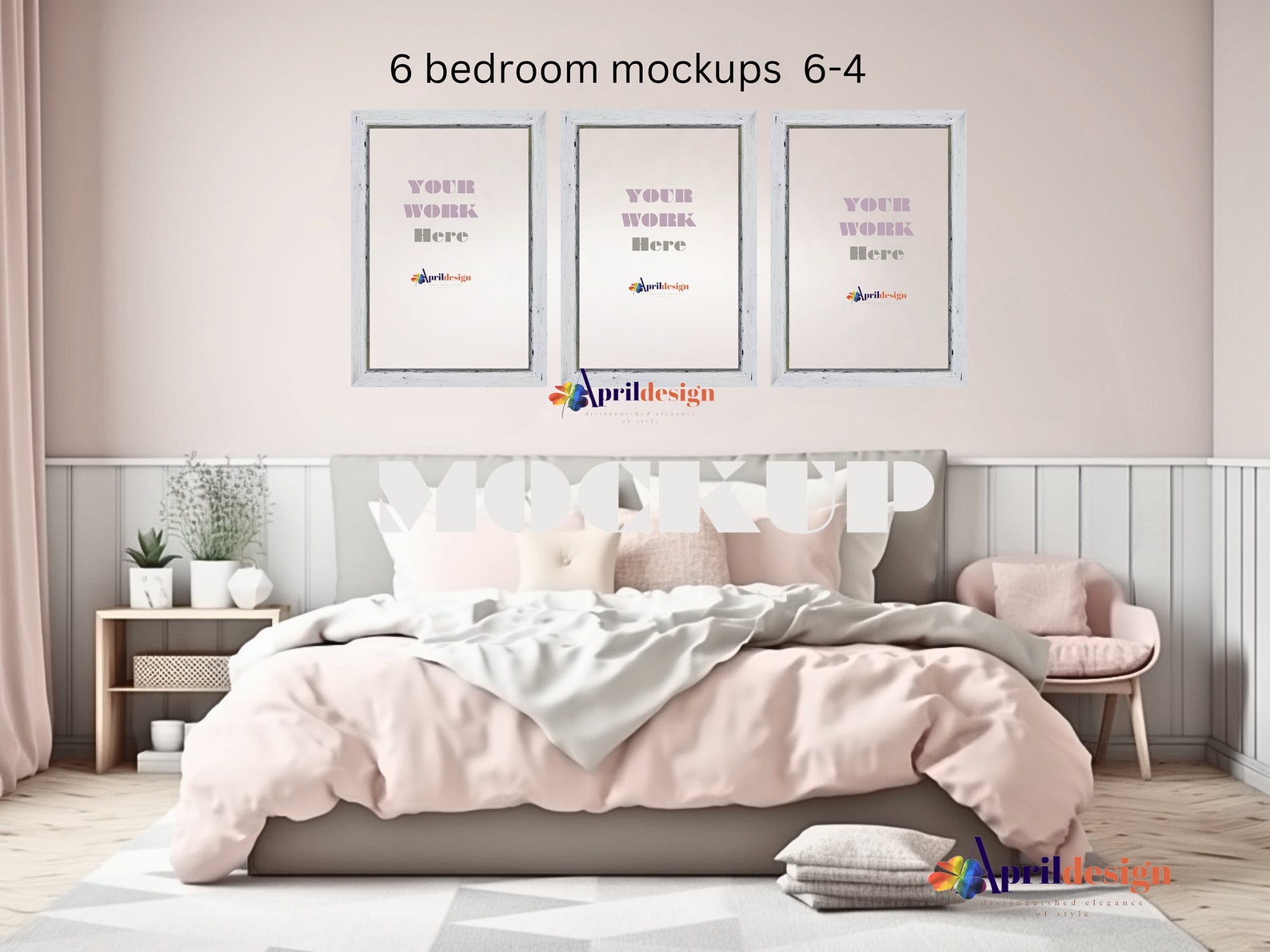 6 Bedroom Wall Art Mockups/three Frames Mockup Bundle/4 Frames Bedroom ...