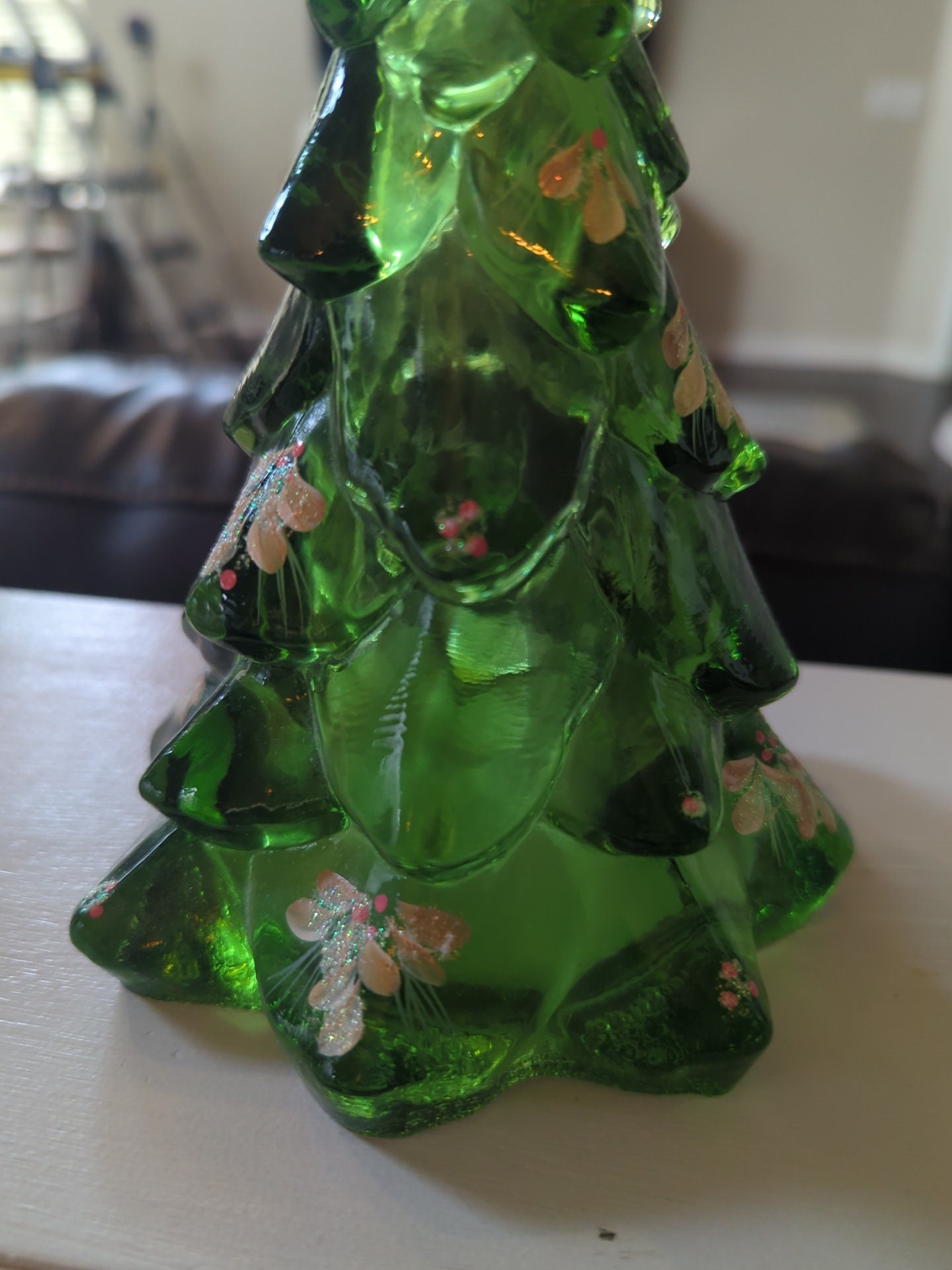 Fenton Glass 7.25 Emerald Green Christmas Tree W/holly Berries ...