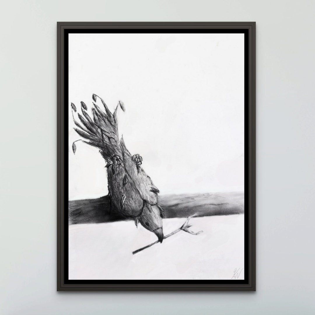 Enchanted Forest Bird Art, Fantasy Nature Guardian Drawing - Etsy