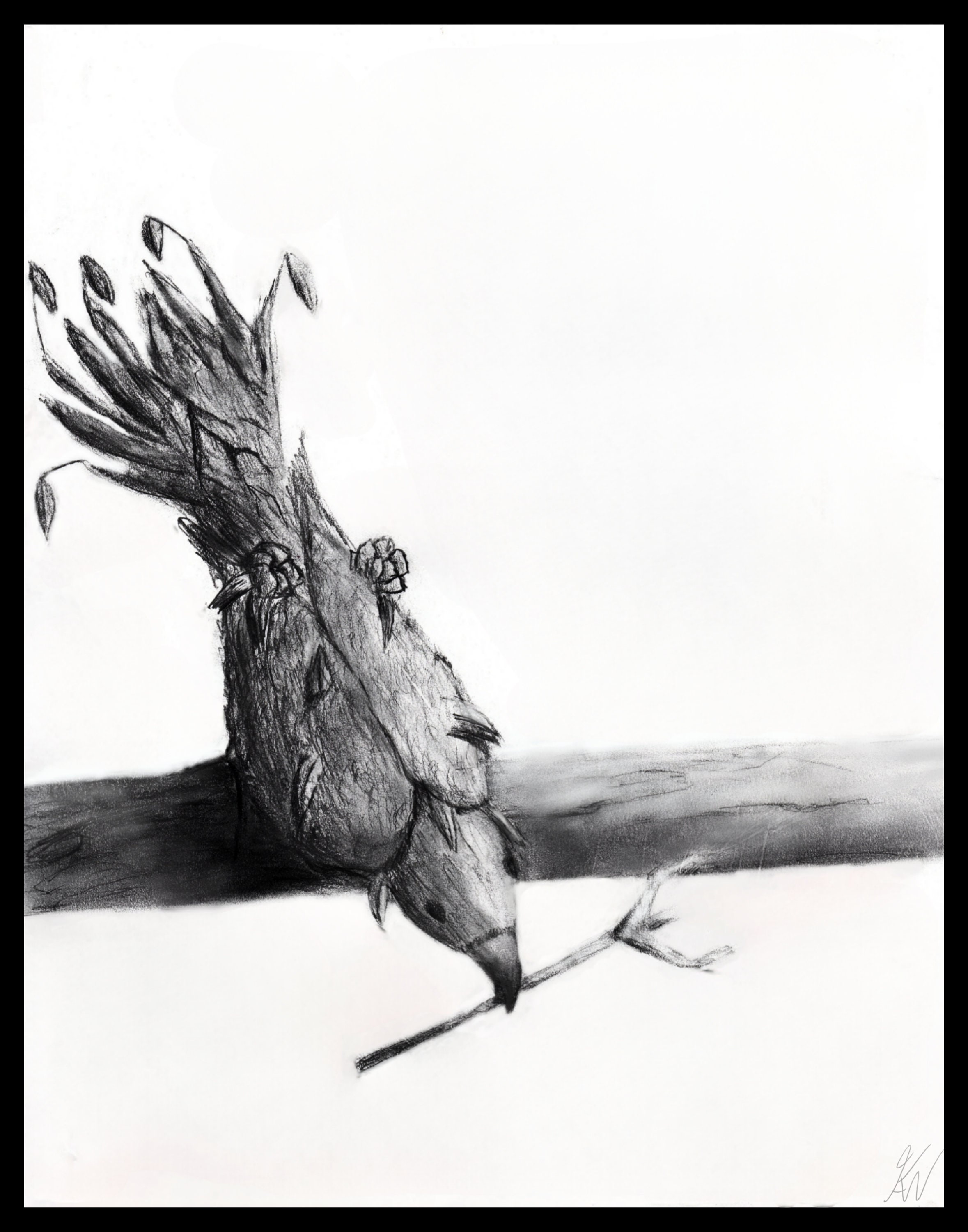 Enchanted Forest Bird Art, Fantasy Nature Guardian Drawing - Etsy