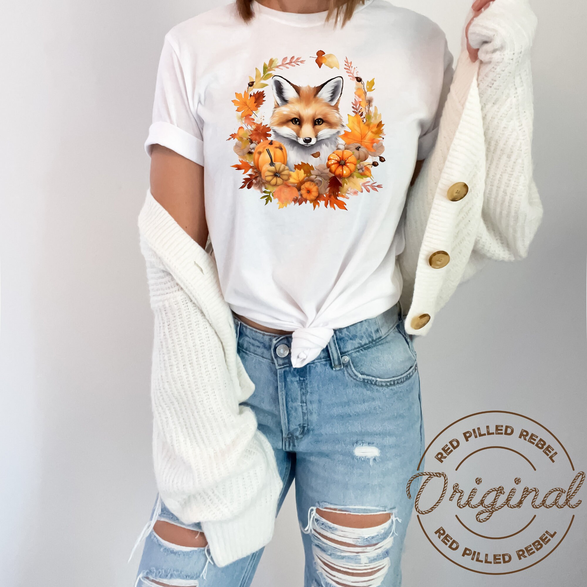 Autumn Fox PNG Beautiful Watercolor Floral Fox Design for Sublimation ...