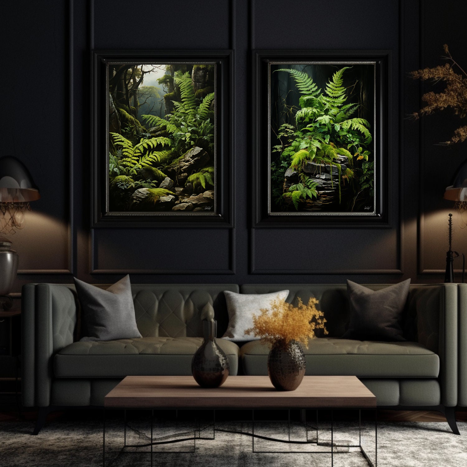 Forest Ferns Art Print Set 2 Original Printable Oil - Etsy