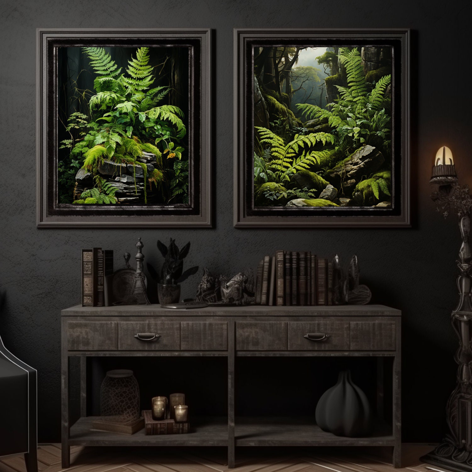 Forest Ferns Art Print Set 2 Original Printable Oil Paintings Nature ...