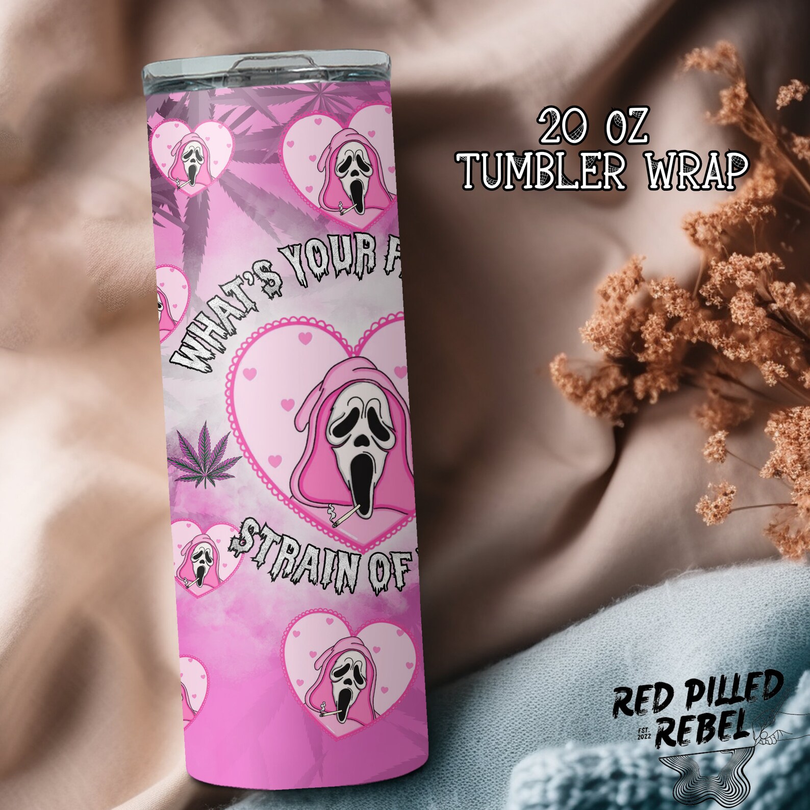 20oz Stoner Ghostface Tumbler Wrap Cute Pink Scream Ghostface ...