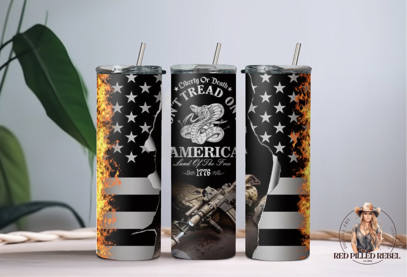 Don't Tread on Me 2A American Gun Tumbler Wrap | 20oz Patriotic ...