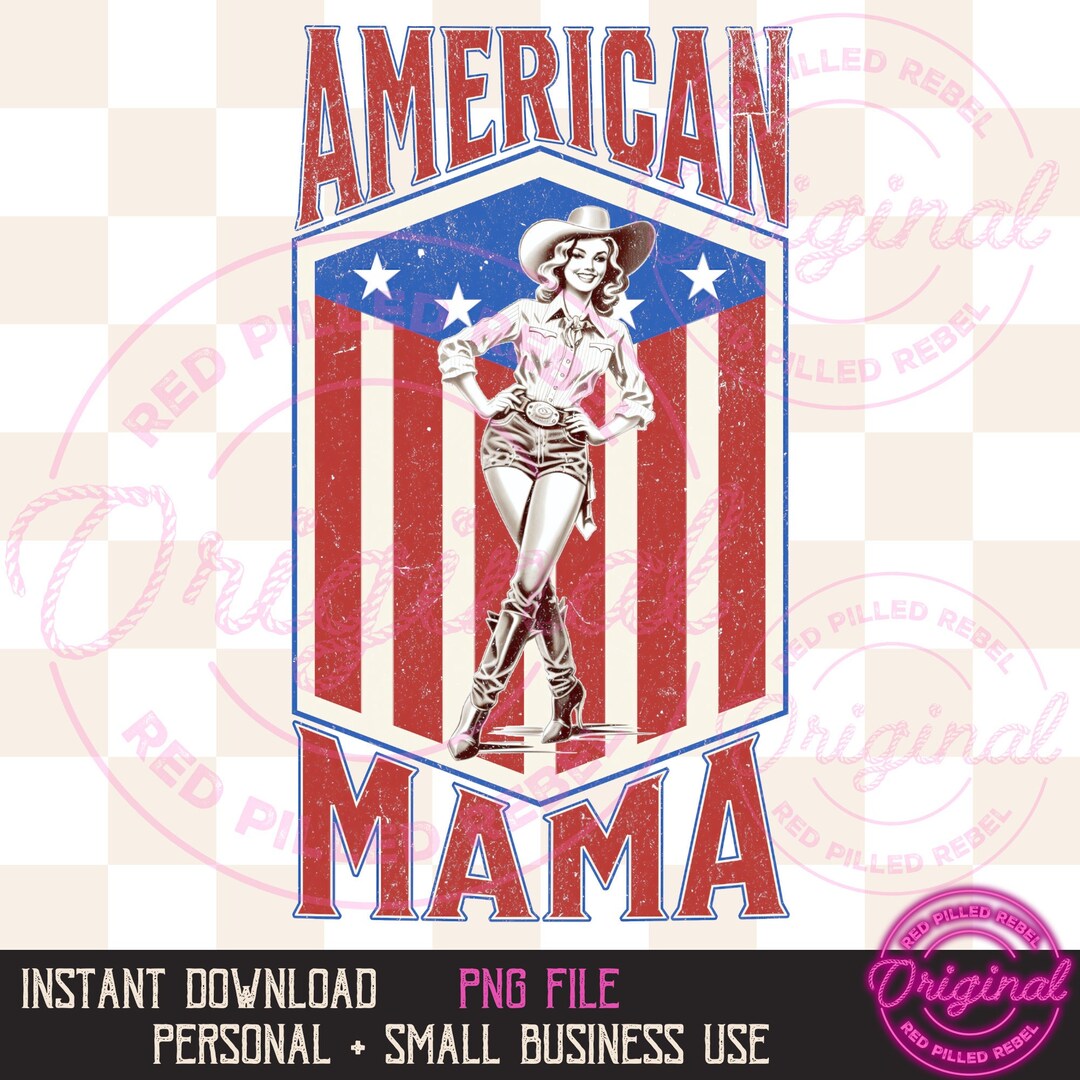 American Mama PNG | Western Pinup Sublimation & DTF Design, Cute ...