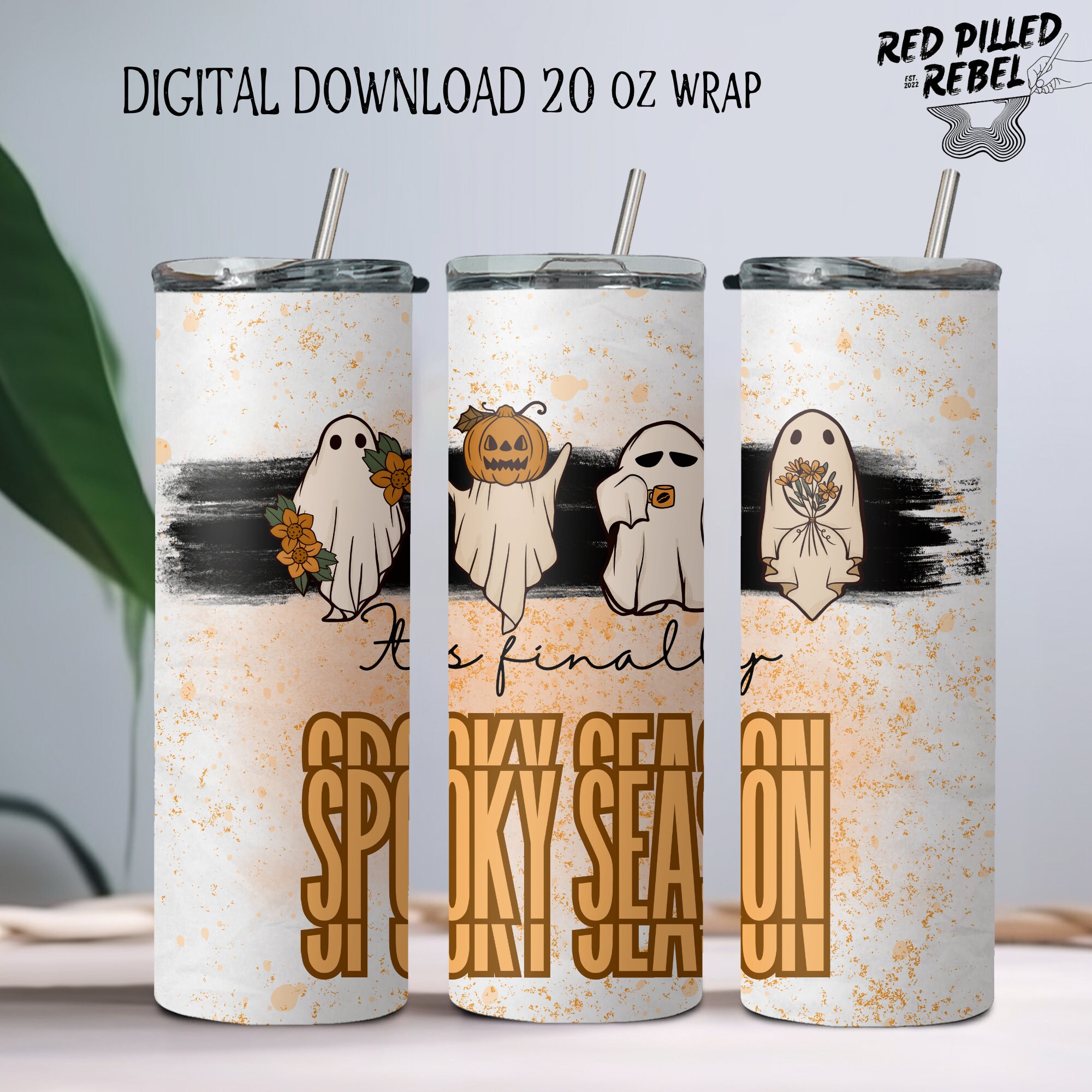 It's Finally Spooky Season Tumbler Wrap 20 Oz Halloween Ghosts Tumbler ...