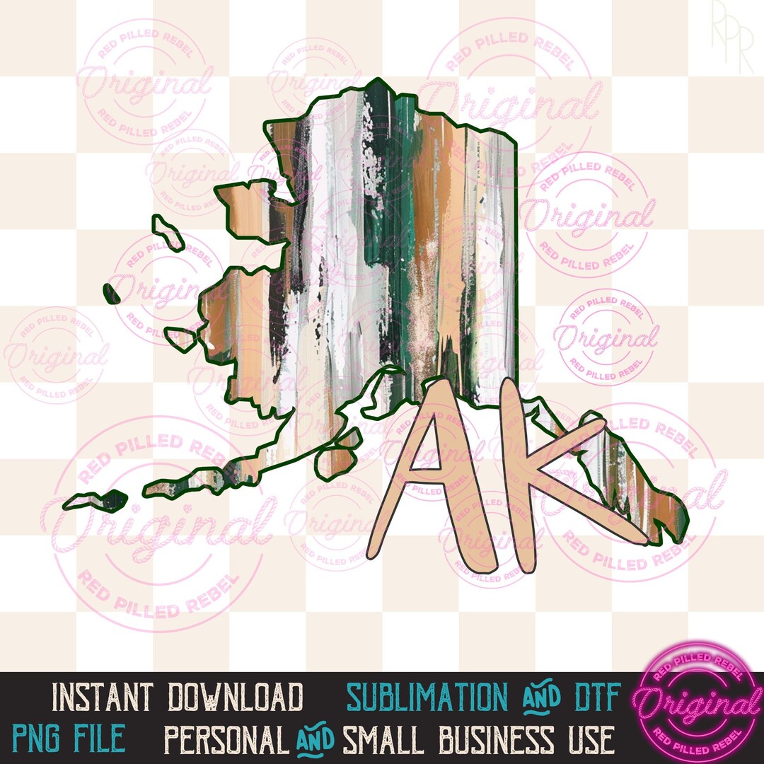 Alaska Hand Drawn Colorful Pastel Brushstroke PNG AK State Abbreviation ...
