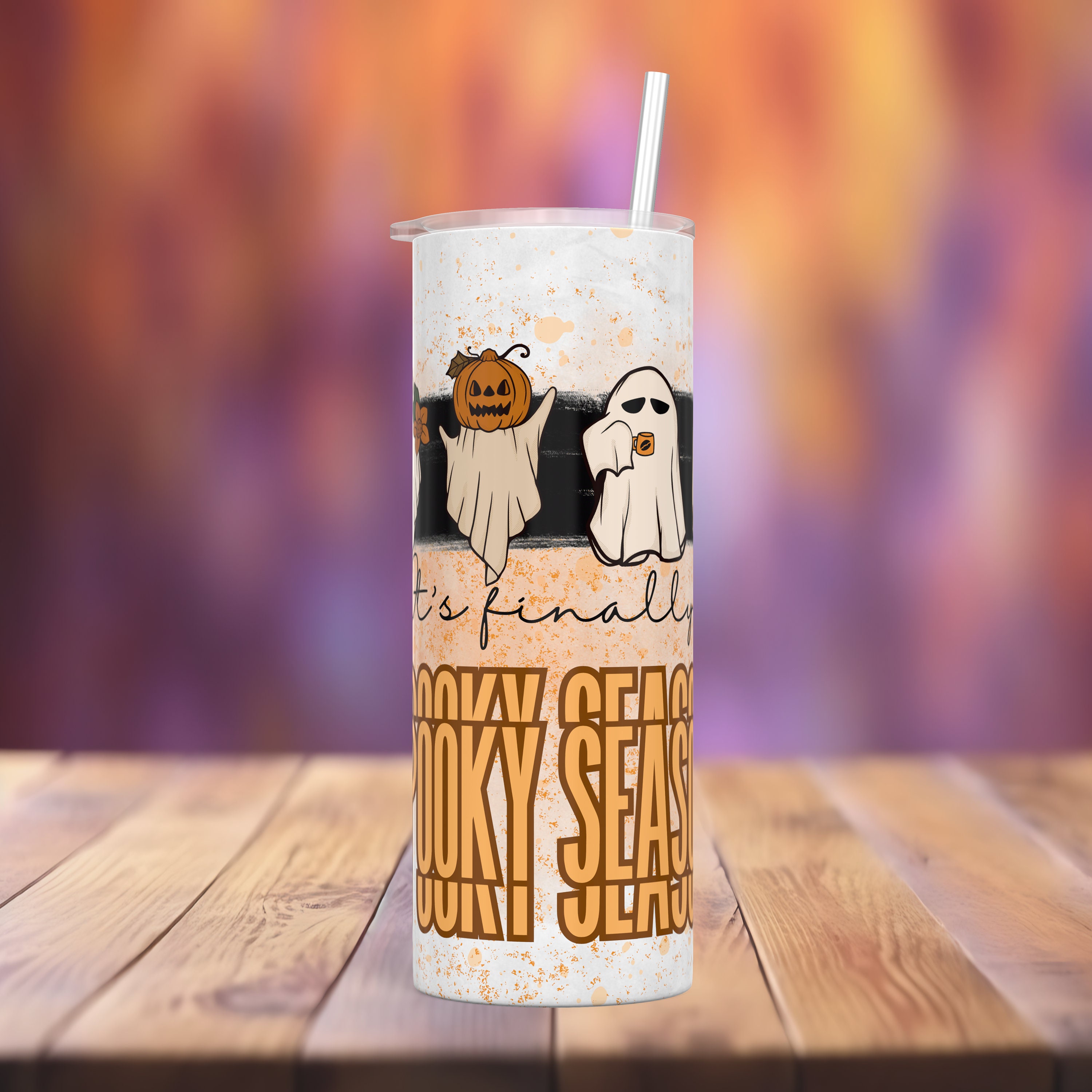 It's Finally Spooky Season Tumbler Wrap 20 Oz Halloween Ghosts Tumbler ...