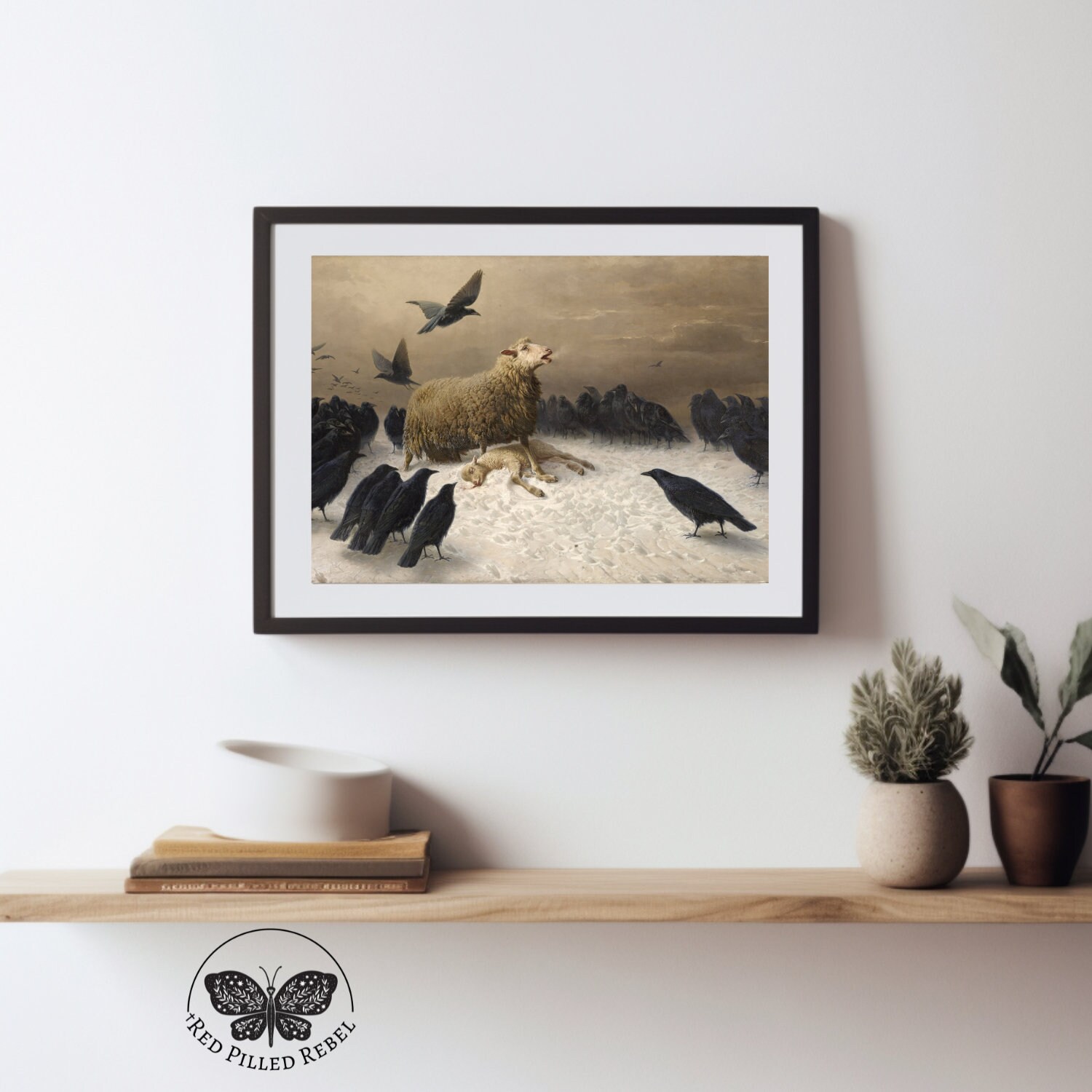 Anguish Painting 1800s Sheep Ewe Crow German Painting - Etsy