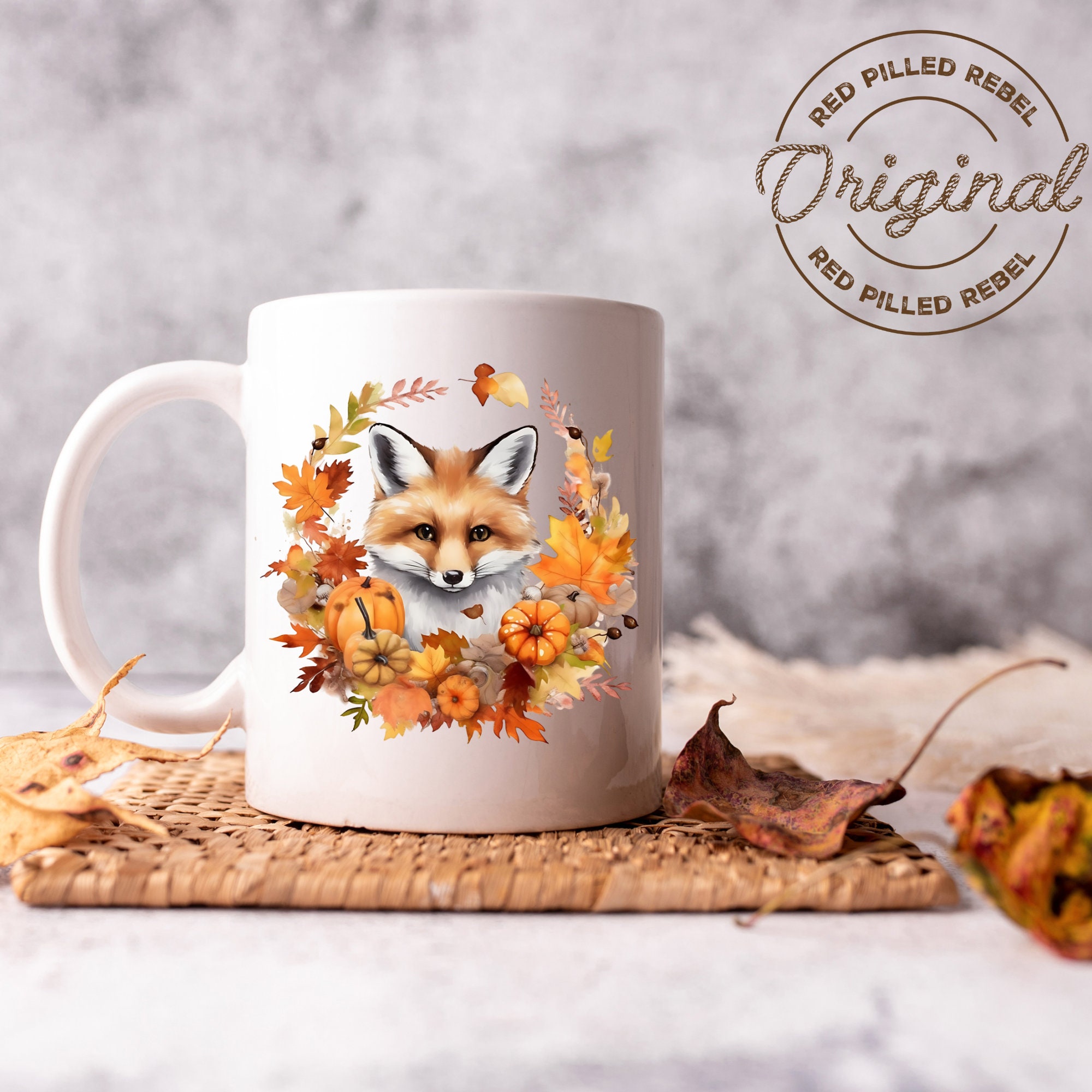 Autumn Fox PNG Beautiful Watercolor Floral Fox Design for Sublimation ...