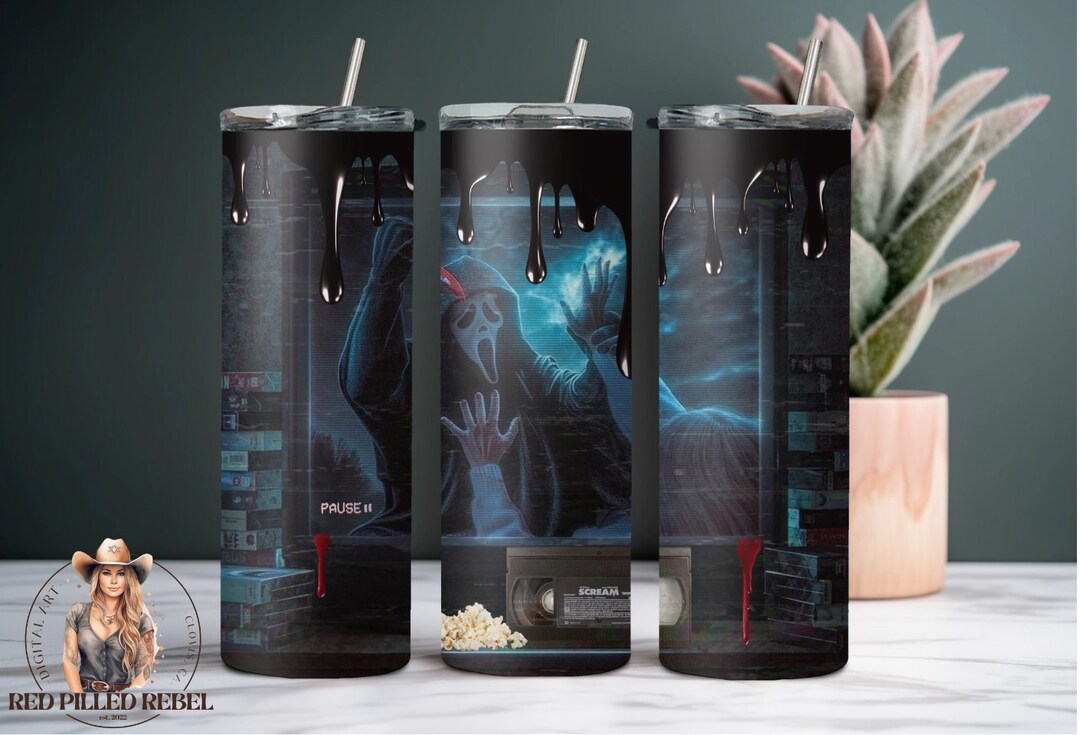 Scream Ghostface VHS Tumbler Wrap 20oz Bloody Drip Ghostface - Etsy
