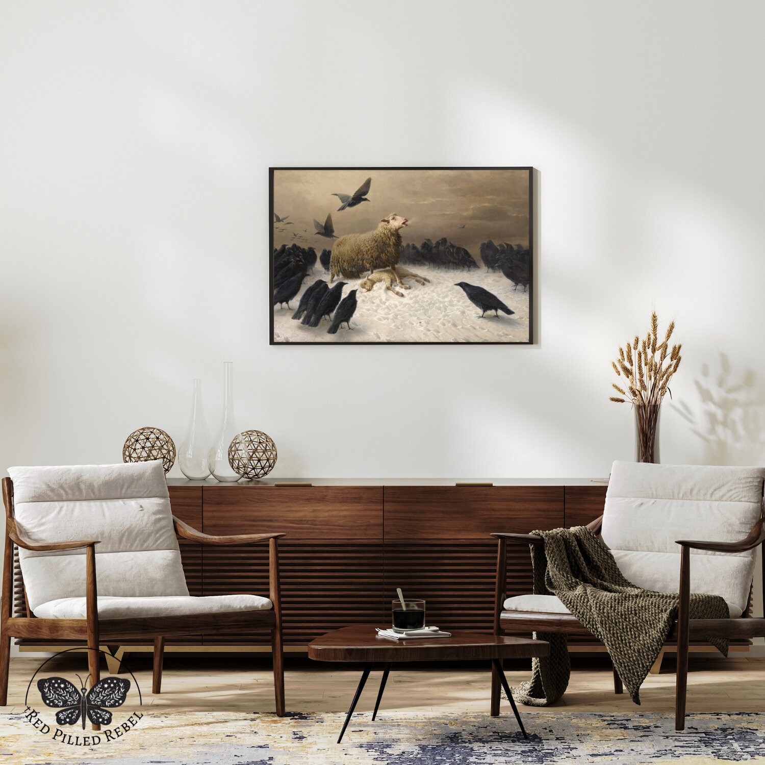 Anguish Painting 1800s Sheep Ewe Crow German Painting - Etsy