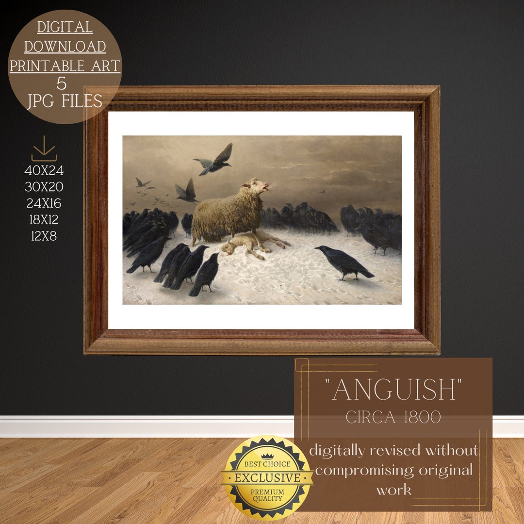 Anguish Painting 1800s | Sheep Ewe + Crow German Painting, Romanticism ...